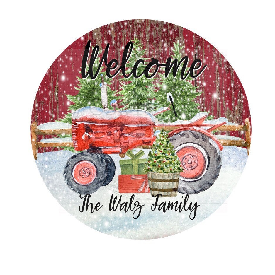 Red Tractor and Trees Christmas Png , Christmas Sublimation, Winter ...