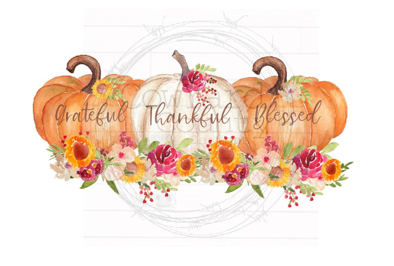Grateful Thankful and Blessed Pumpkin Pumpkin PNG Fall - Etsy