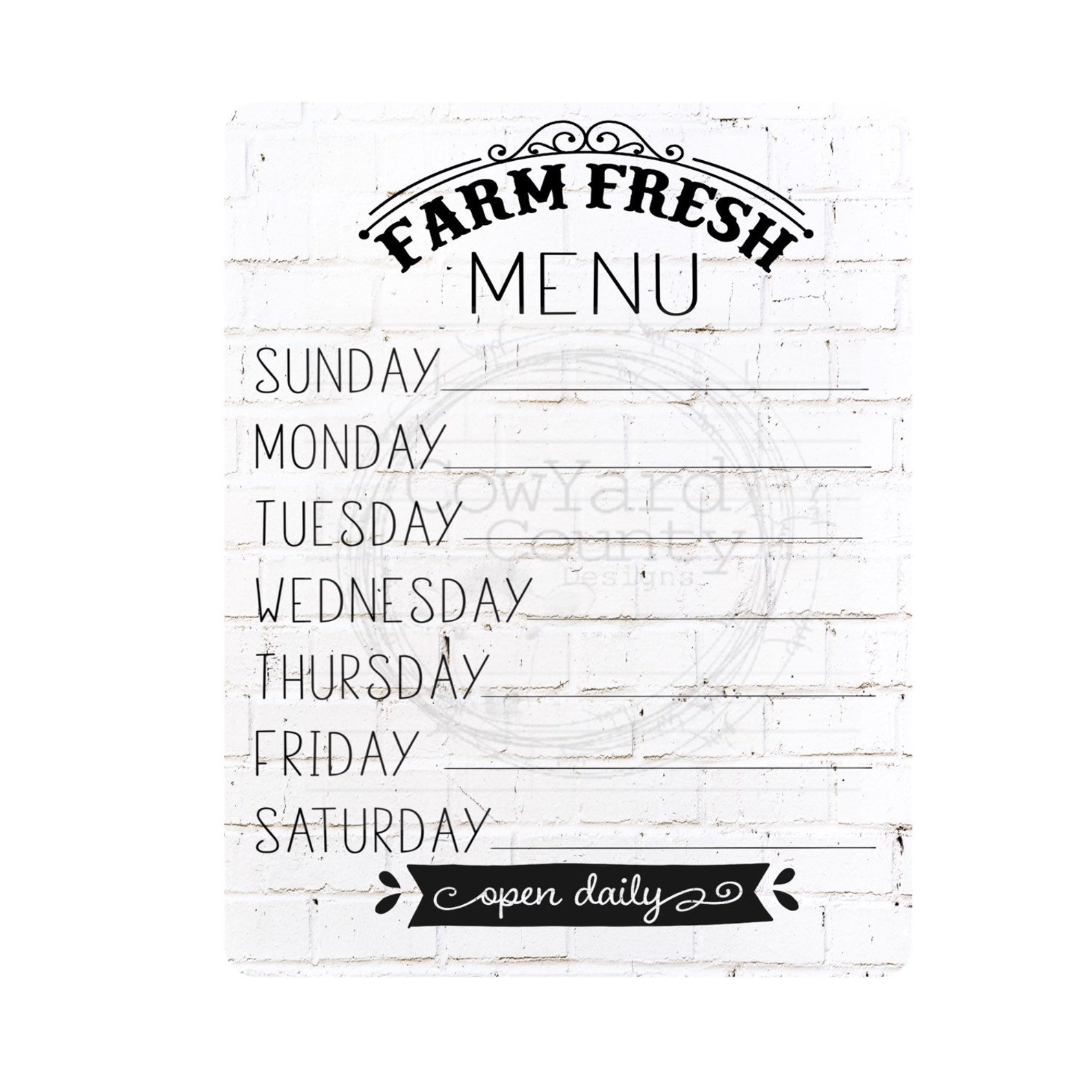 Farm Fresh Menu Board, Dry Erase Menu PNG, 8x10.25 Inch Templates ...