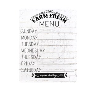 Farm Fresh Menu Board, Dry Erase Menu PNG, 8x10.25 Inch Templates ...