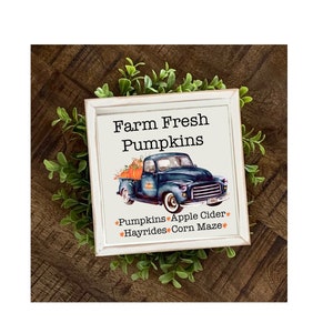 Blue Farm Fresh Pumpkin Truck Design, Fall Sublimation, Pillow ...