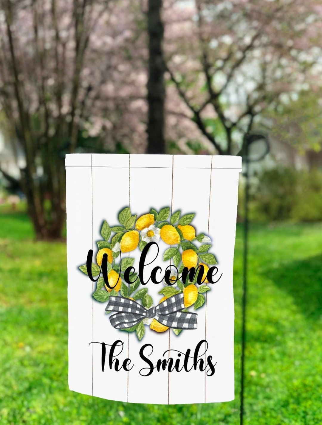 Lemon Wreath Garden Flag PNG, Summer Sublimation, Sublimation Designs ...