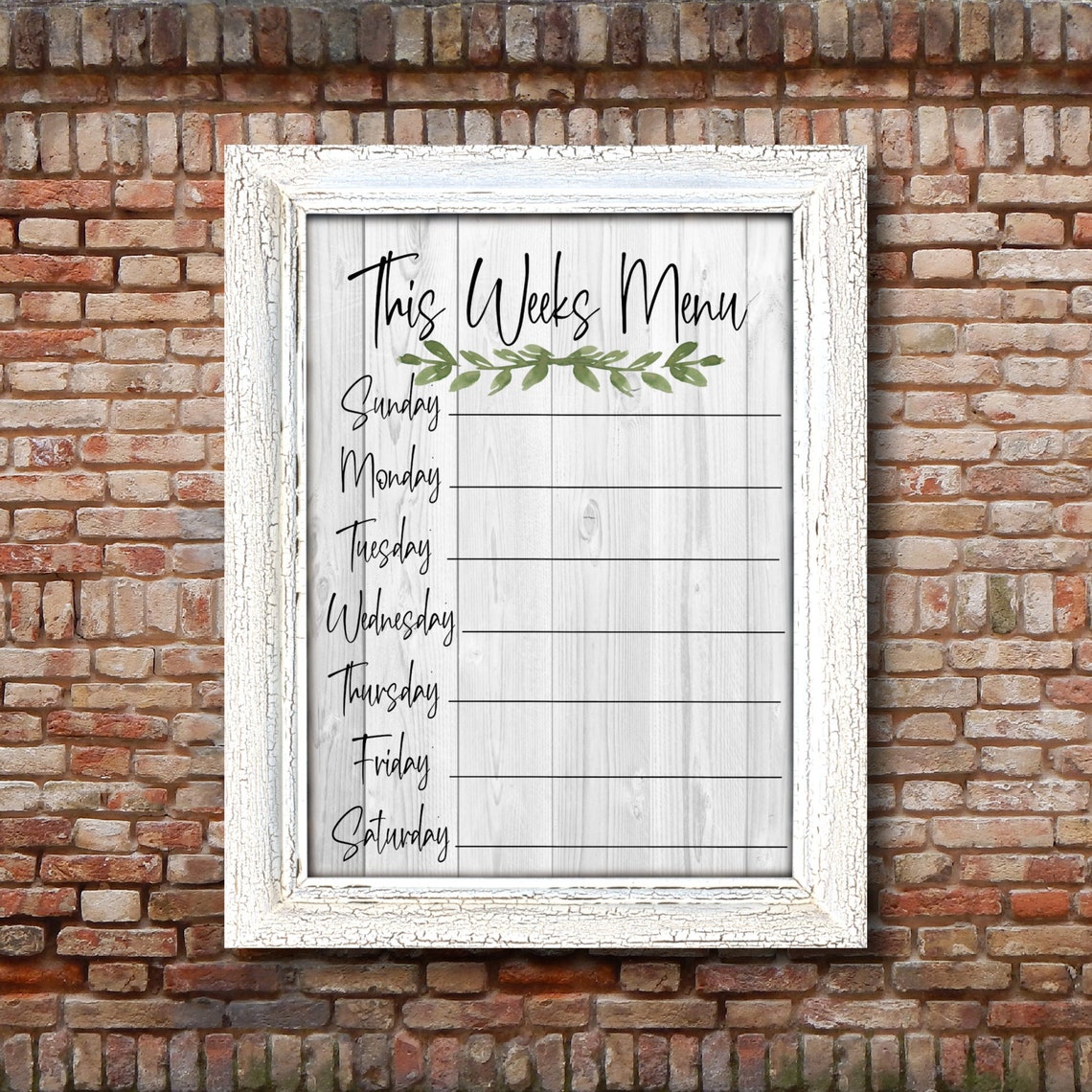 Weekly Menu Board Dry Erase Menu PNG 8x10.25 Inch Templates | Etsy