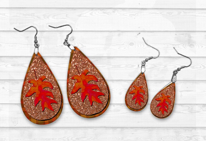 Fall Glitter Leaf Earring Designs Earring Sublimation Images - Etsy
