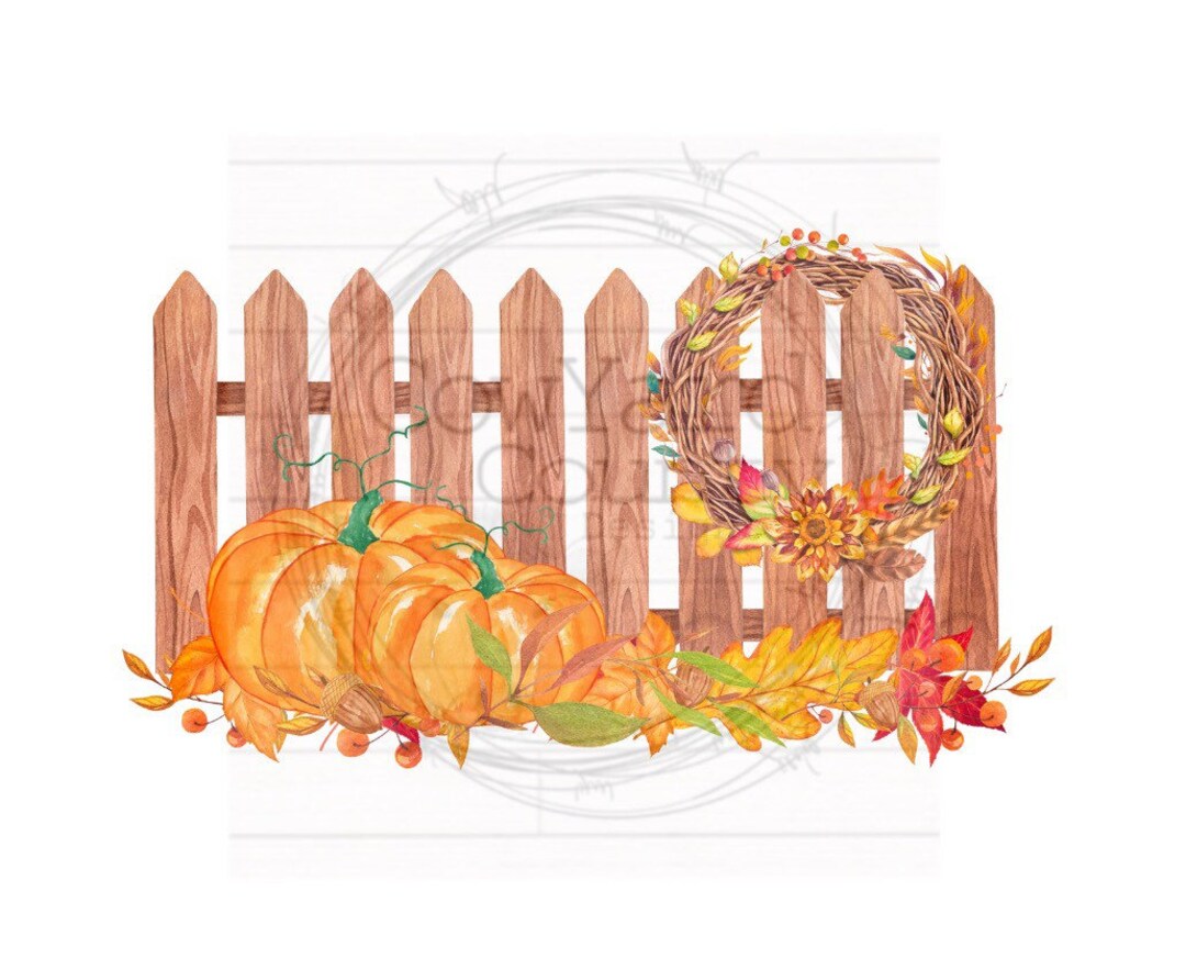 Fall Fence PNG, Pumpkin PNG, Fall Sublimation Designs, Fall Digital ...