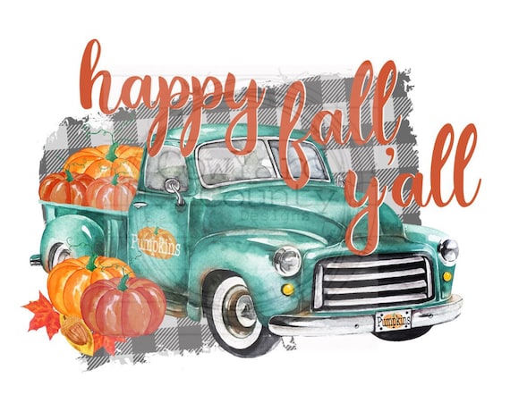 Happy Fall Y'all Truck Design Truck With Pumpkins Fall | Etsy