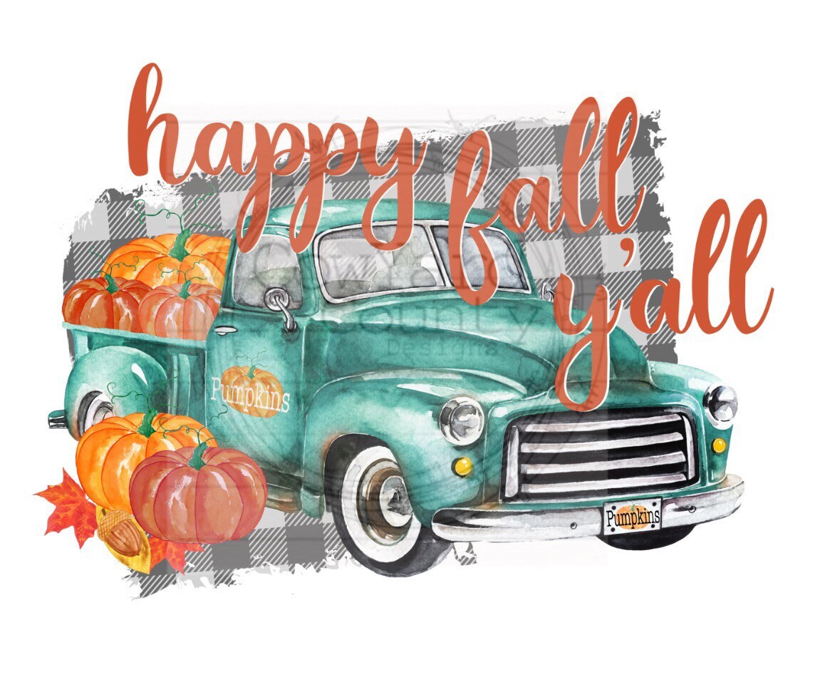 Happy Fall Y'all Truck Design, Truck With Pumpkins, Fall Sublimation ...