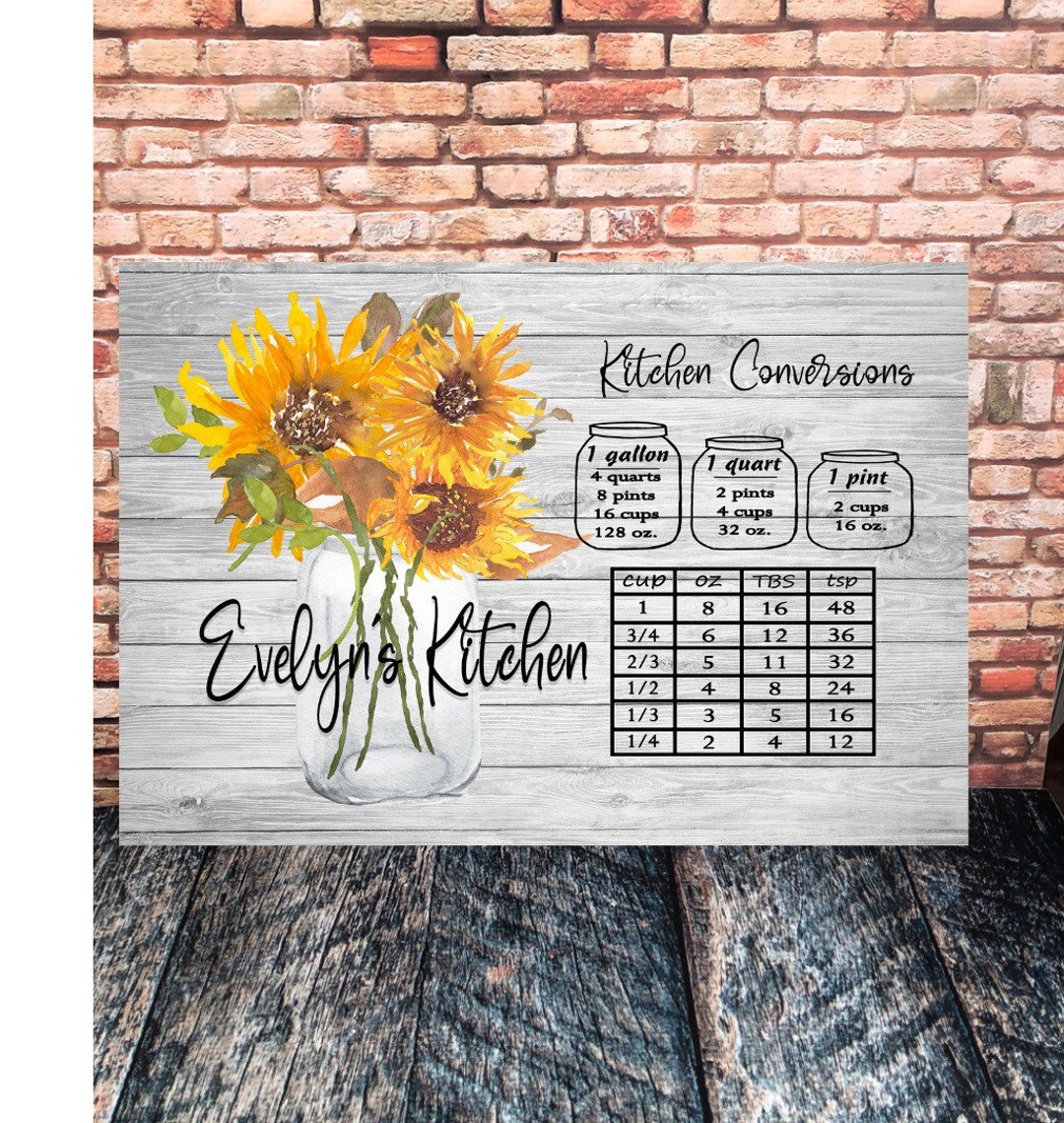 Sunflower Measurement Cutting Board Design, Kitchen Sublimation Images ...