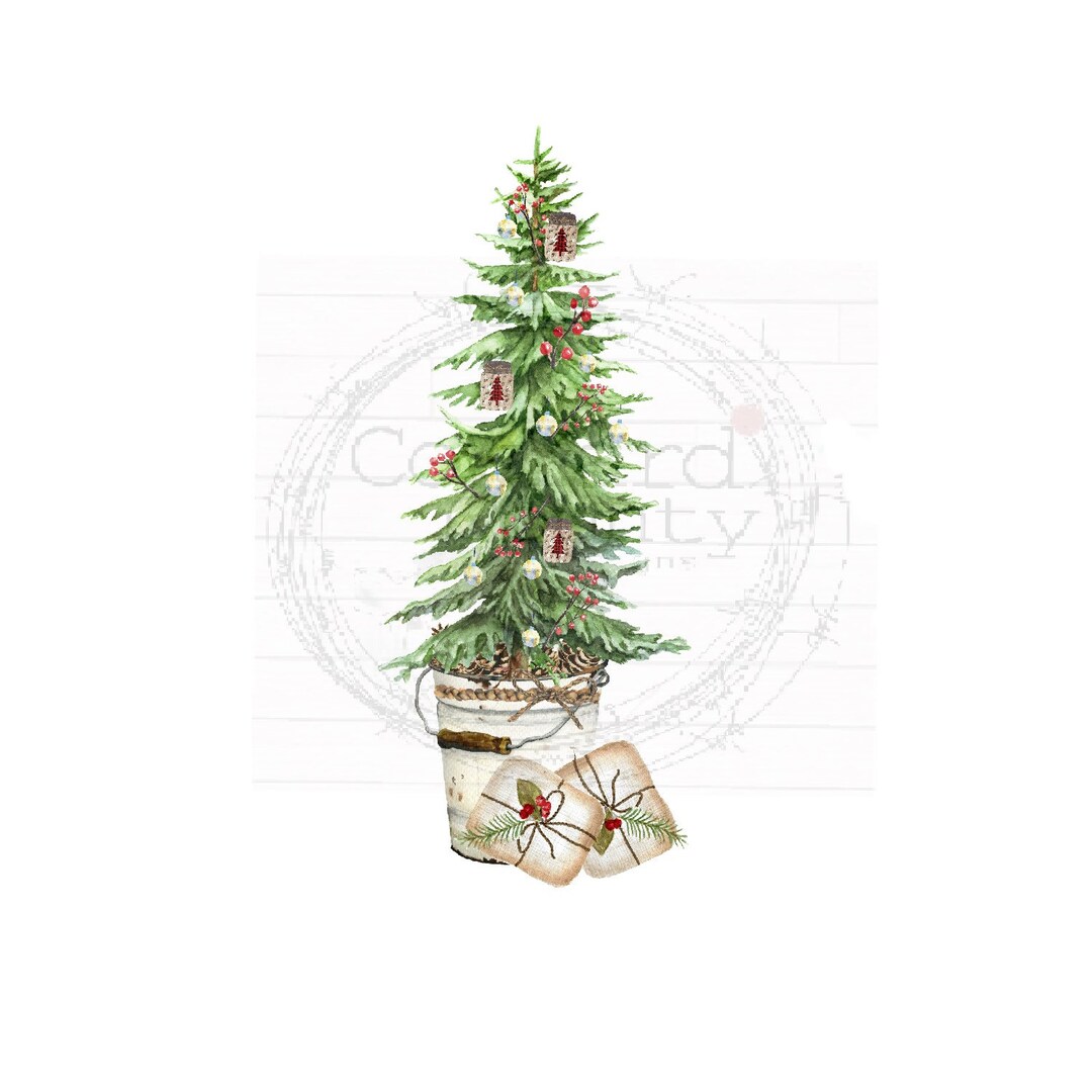 Christmas Tree in Pail Image, Christmas Images, Christmas Sublimation ...