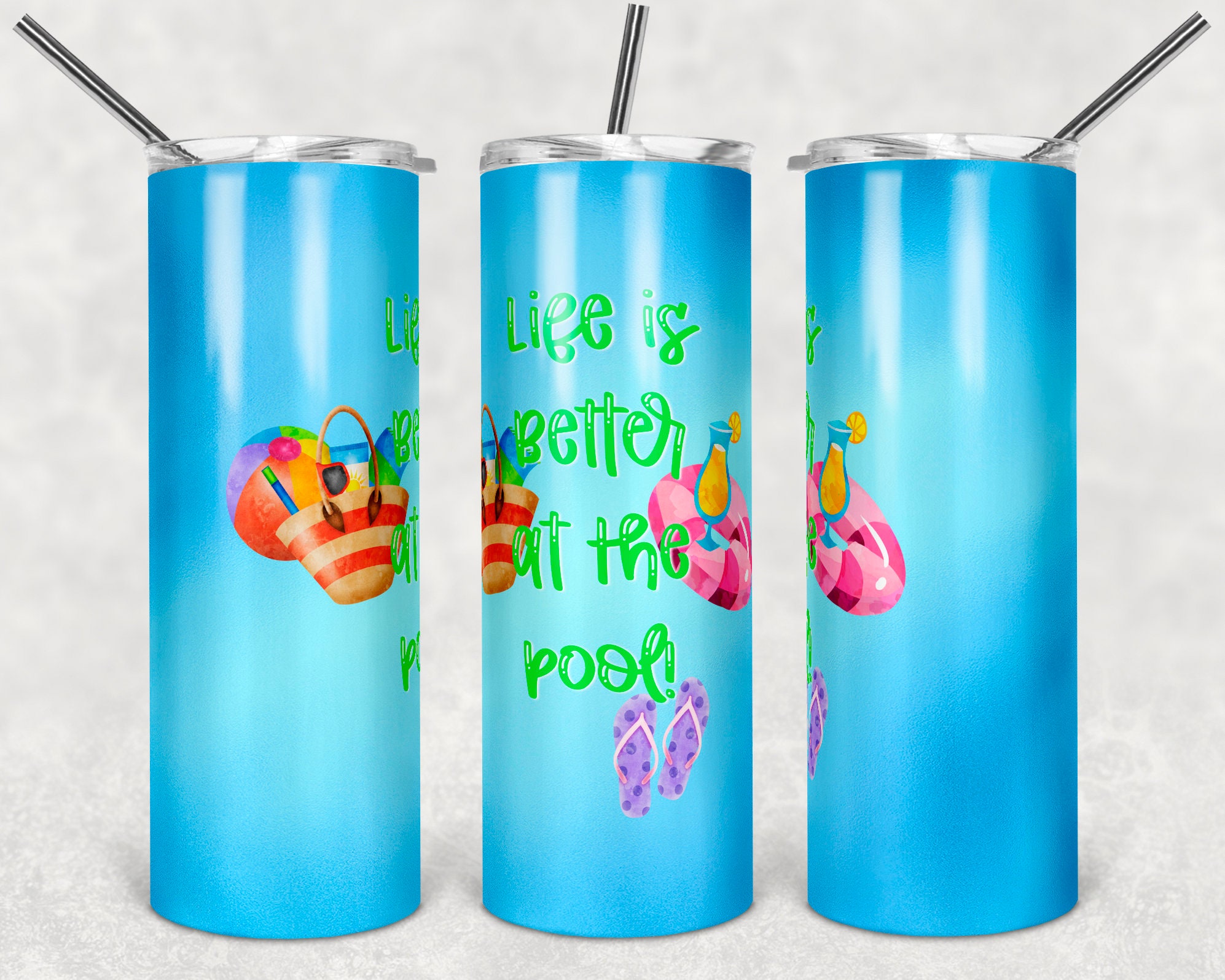 Life is Better at the Pool Tumbler png Tumbler Sublimation | Etsy
