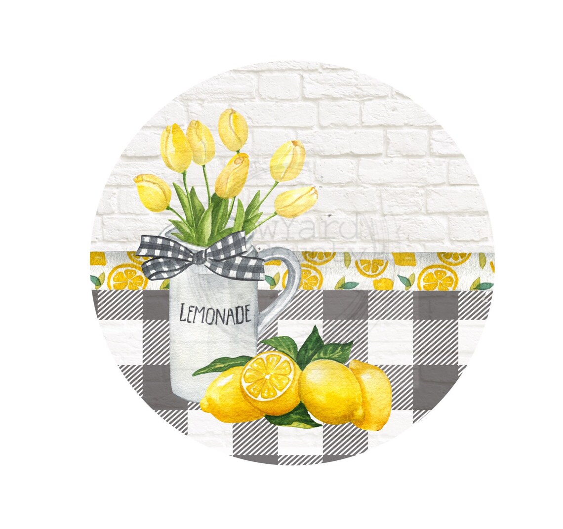 Lemon Pitcher Round Png Spring Png Summer Sublimation | Etsy