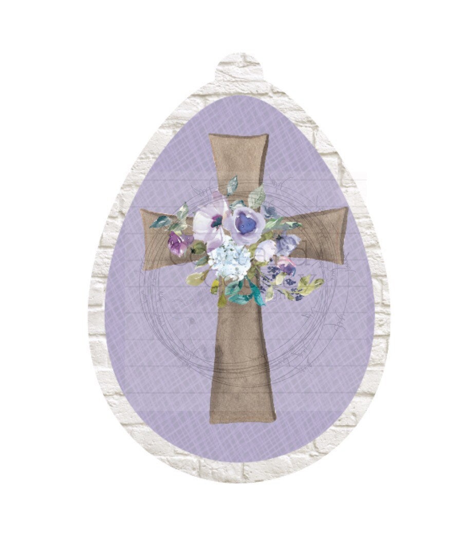 Purple Floral Cross Easter Egg Tag Png Easter Png Easter | Etsy