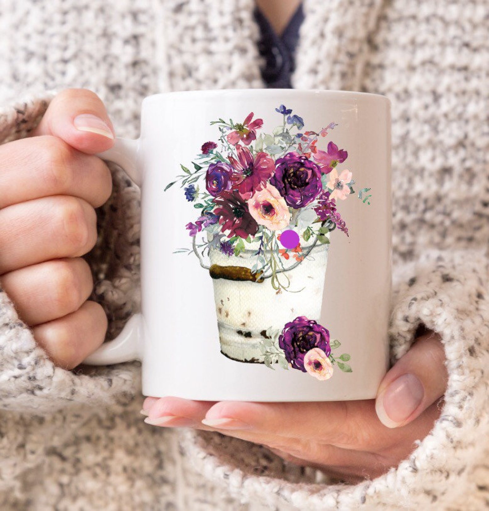 Purple Floral Pail Spring Sublimation Home Sublimation | Etsy