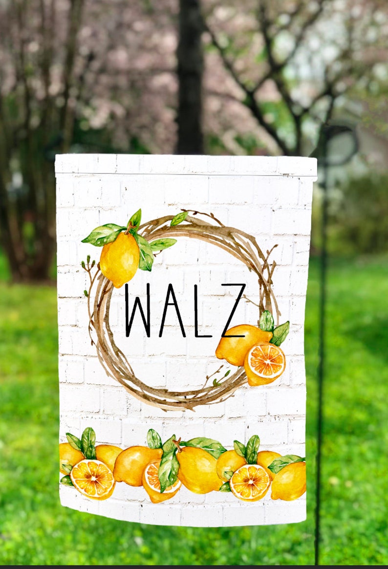 Lemon Wreath Garden Flag PNG, Spring Sublimation, Sublimation Designs ...