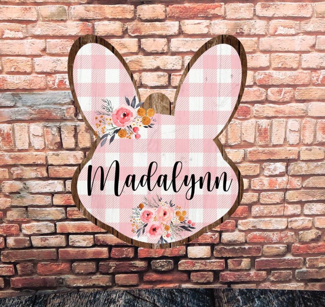 Pink Plaid Bunny Tag Png Easter Png Easter Sublimation - Etsy