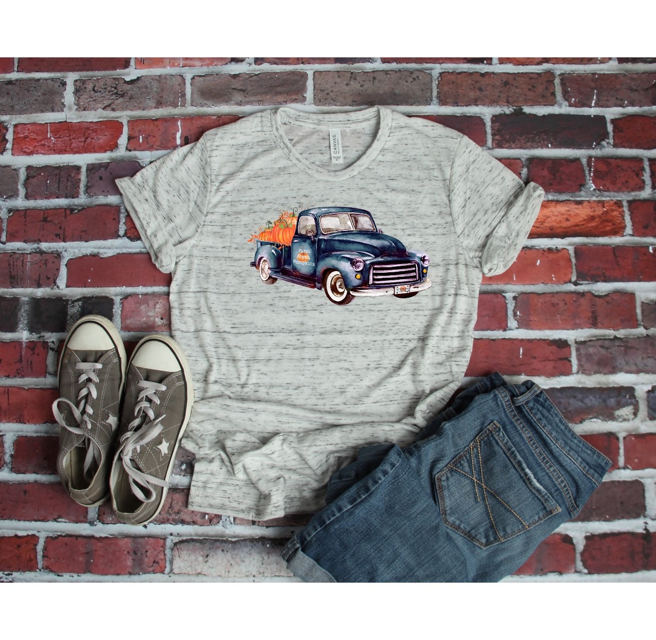 Blue Fall Truck Design Truck With Pumpkins Fall Sublimation | Etsy