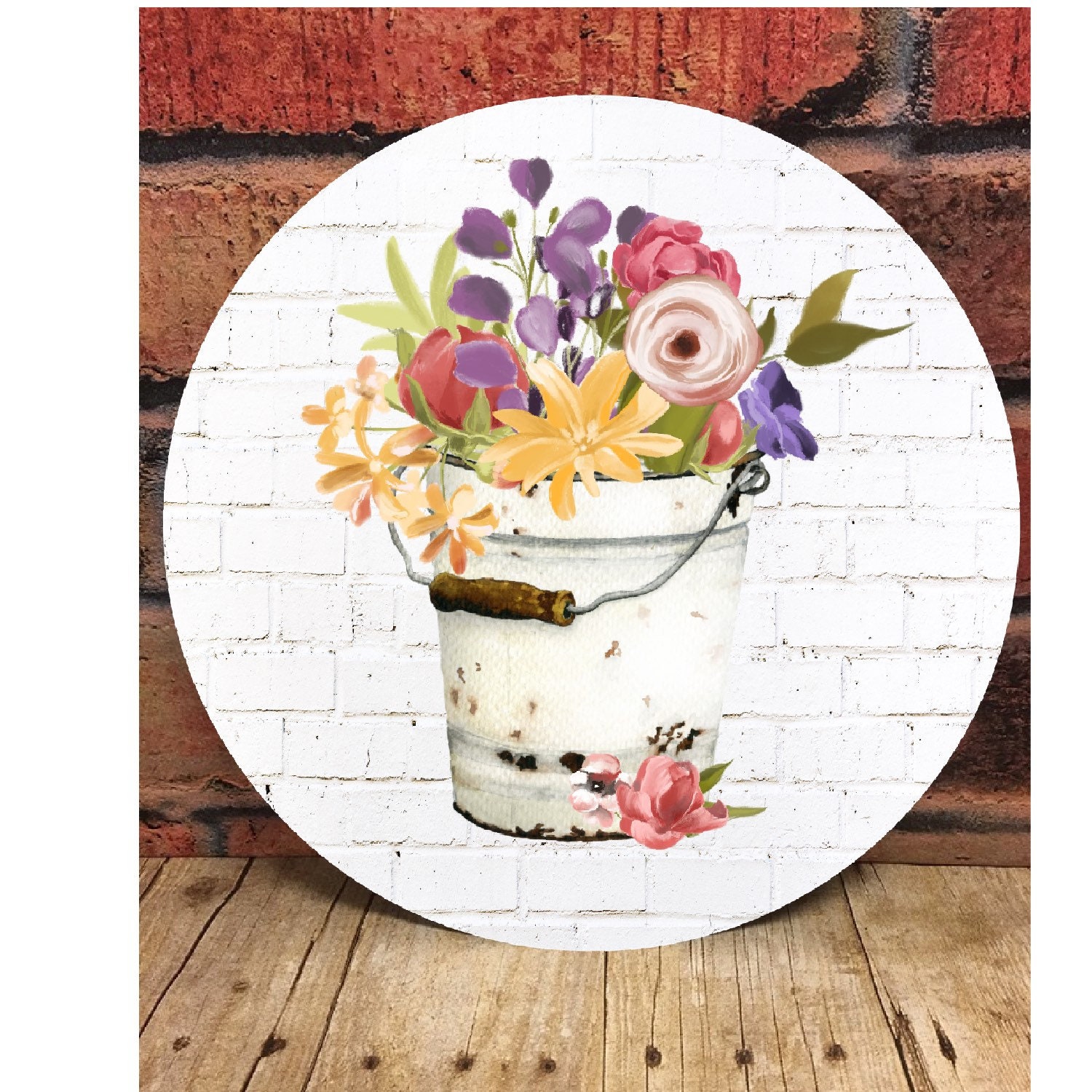 Floral Spring Round Door Hanger Hardboard Circle Home - Etsy