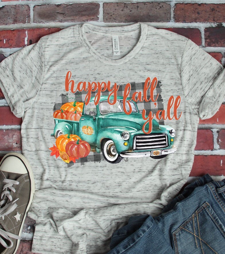 Happy Fall Y'all Truck Design Truck with Pumpkins Fall | Etsy