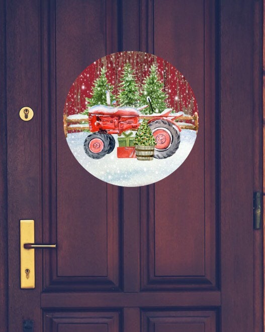 Red Tractor and Trees Christmas Png , Christmas Sublimation, Winter ...