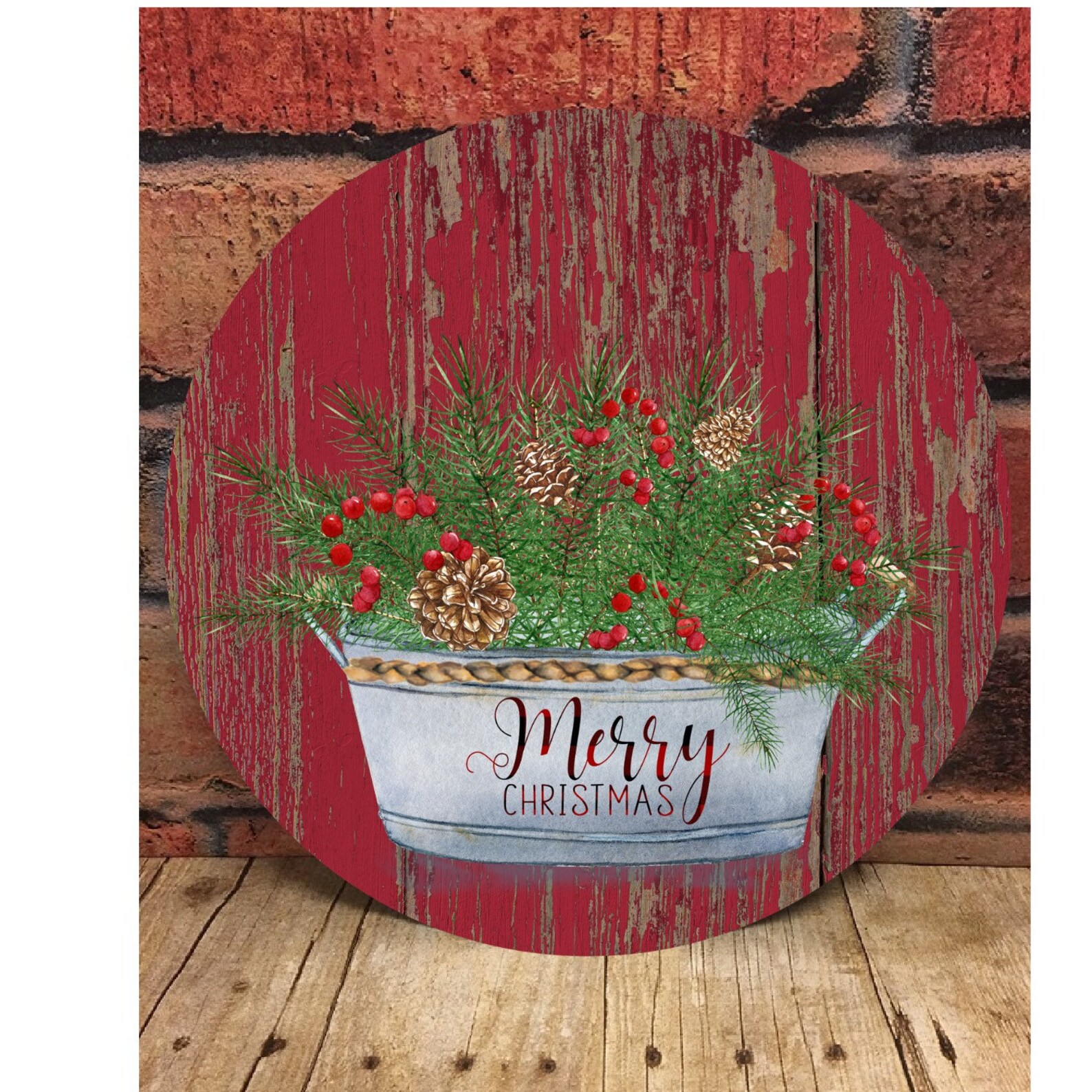 Rustic Christmas Designs Round Door Hanger Christmas - Etsy