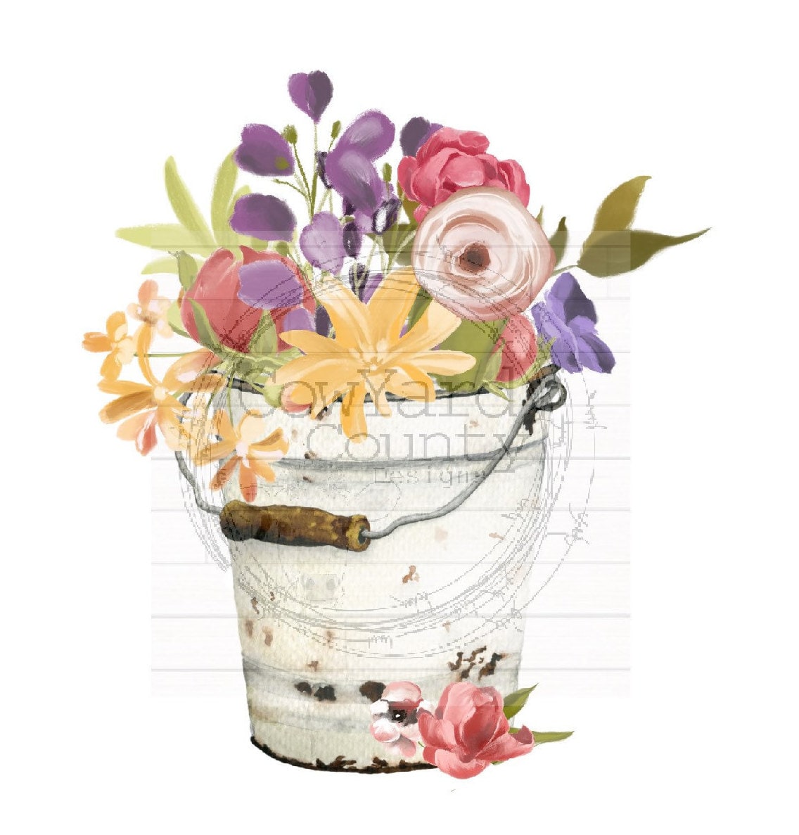 Spring Floral Pail Spring Sublimation Home Sublimation | Etsy