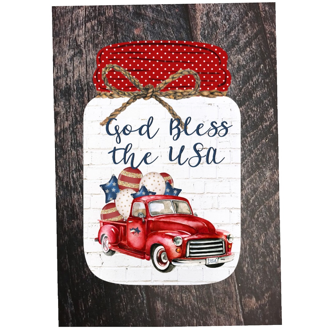 God Bless Red Truck Mason Jar Design, Home Sublimation Images, Mason ...