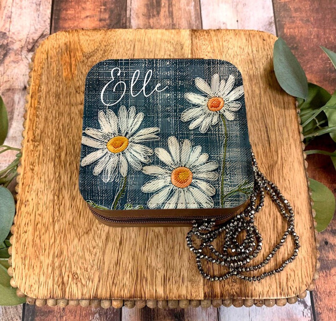 Daisy Embroider Jewelry Box Design, DIGITAL DESIGN, Jewelry Png, Spring ...