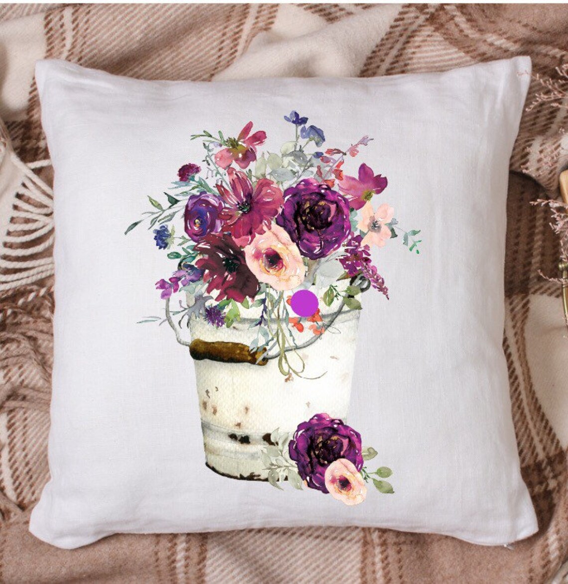 Purple Floral Pail Spring Sublimation Home Sublimation | Etsy