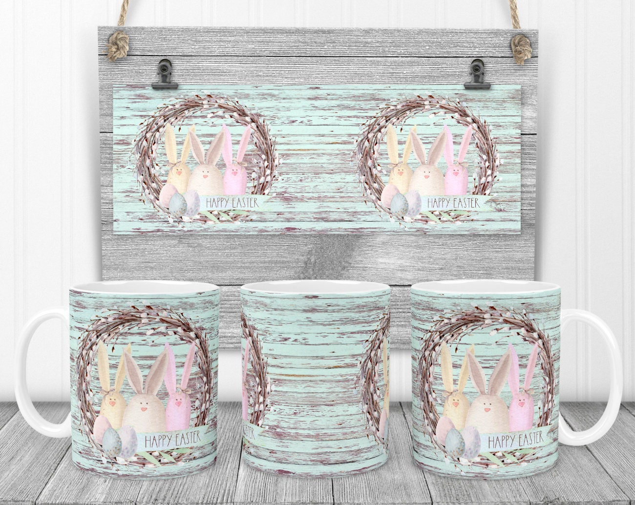 3 Bunnies mug png Mug Sublimation Easter Mug Designs Mug | Etsy