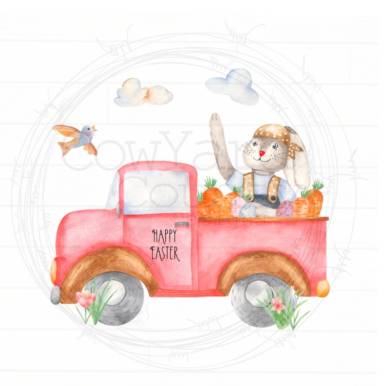 Easter Bunny in Truck Png, Farm Sublimation, Sublimation Designs, Farm ...