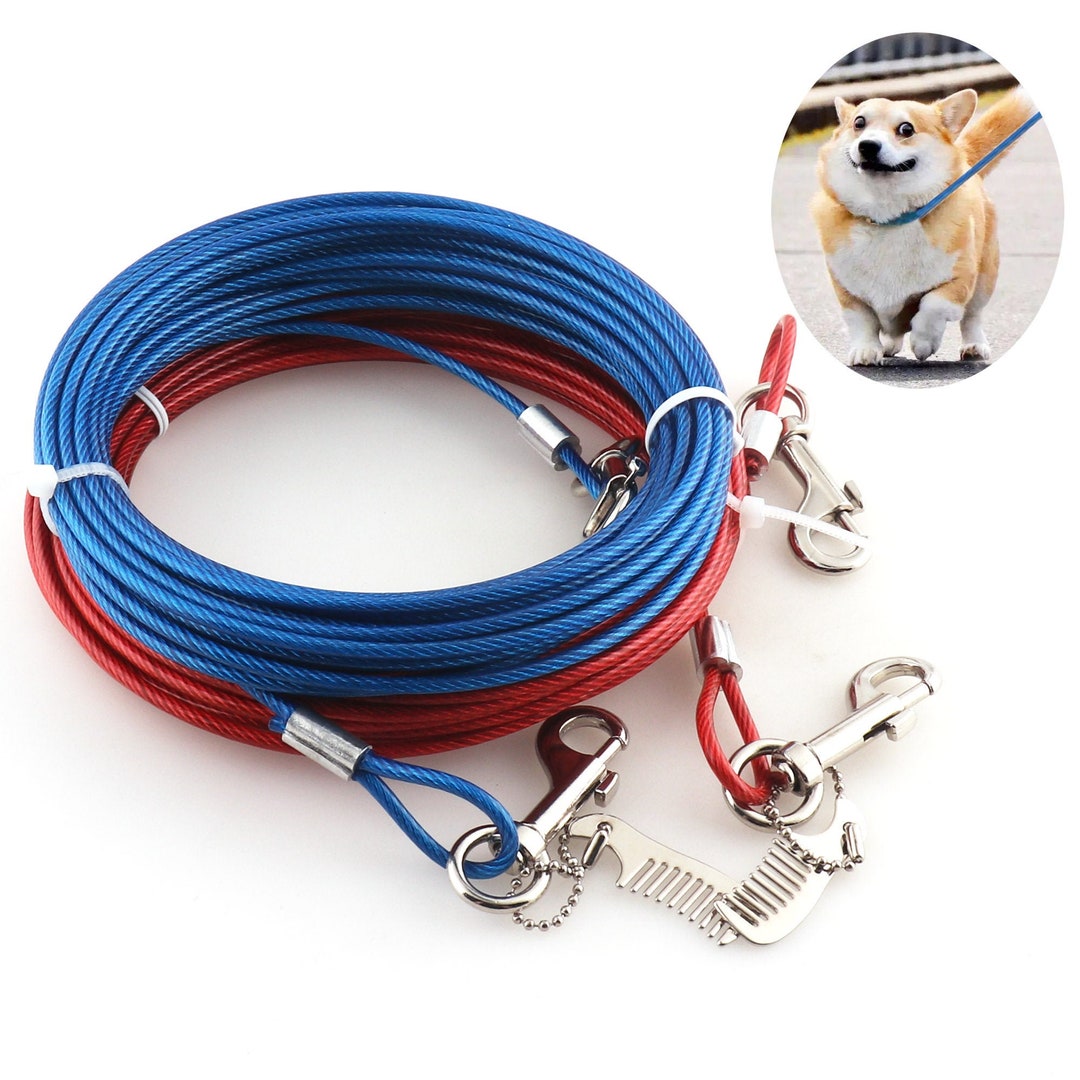 Dog Leash Tie Out Cable Set/durable PVC Material/red&blue Color ...