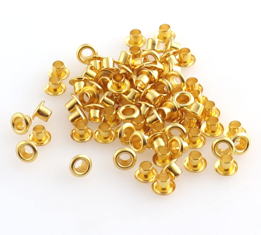 Mini Eyelets Gold 3mm Inner Metal Eyelets Grommets FOR Bead Cores ...