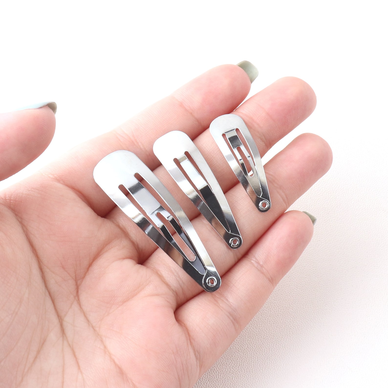 Snap Clips Silver Snap Hair Clips Mini Tear Drop Clips 31/39/49mm Clips ...