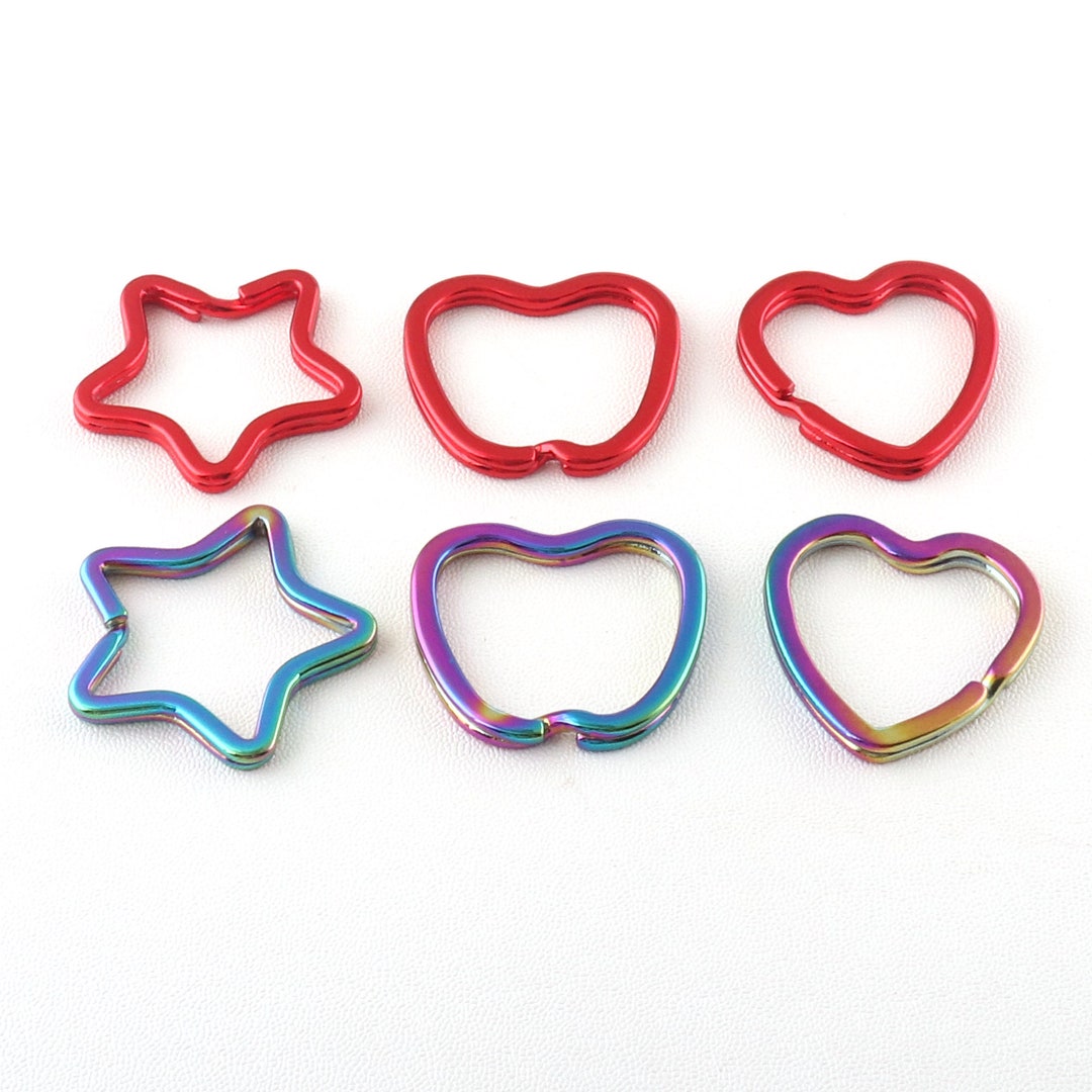 Split Key Rings Rainbow/red Split Ring Round Keyring Metal Flat Key ...