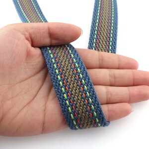 Blue Cotton Stripe Webbing,1"soft Webbing Woven Webbing,for Bag Straps ...