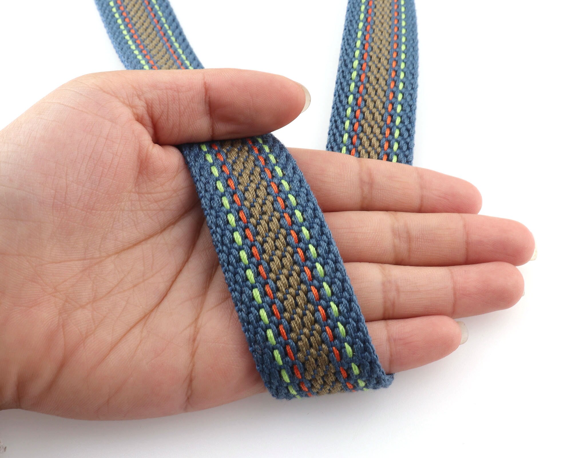 Blue Cotton Stripe Webbing1soft Webbing Woven - Etsy