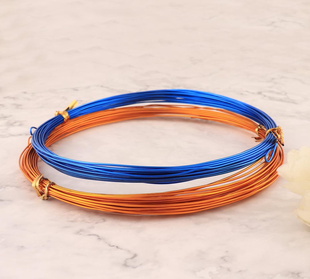 18 Gauge Aluminum Wire White,orange/blue Color Light Blue Metal Craft ...