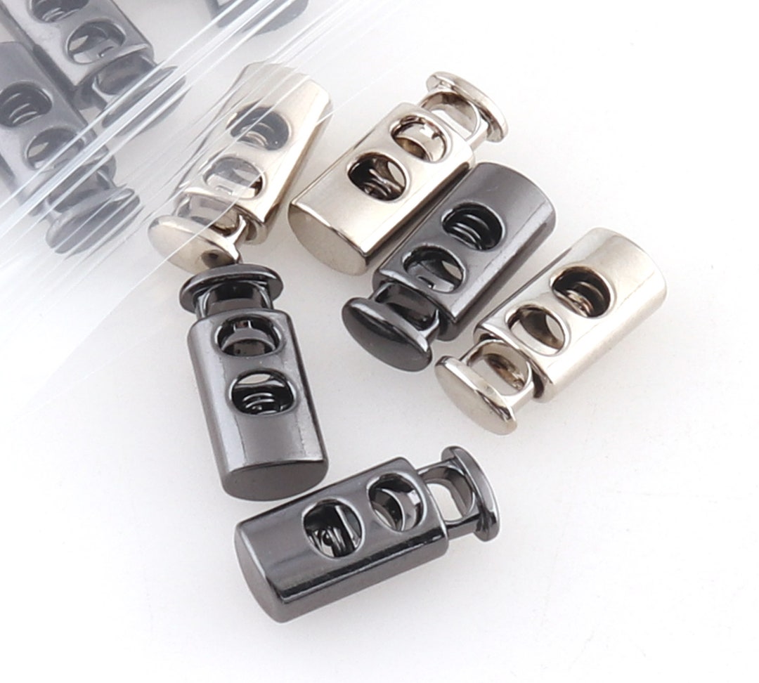 Silver/gunmetal Toggle Cord Lock Double Hole 5mm Barrel Cord Stopper ...