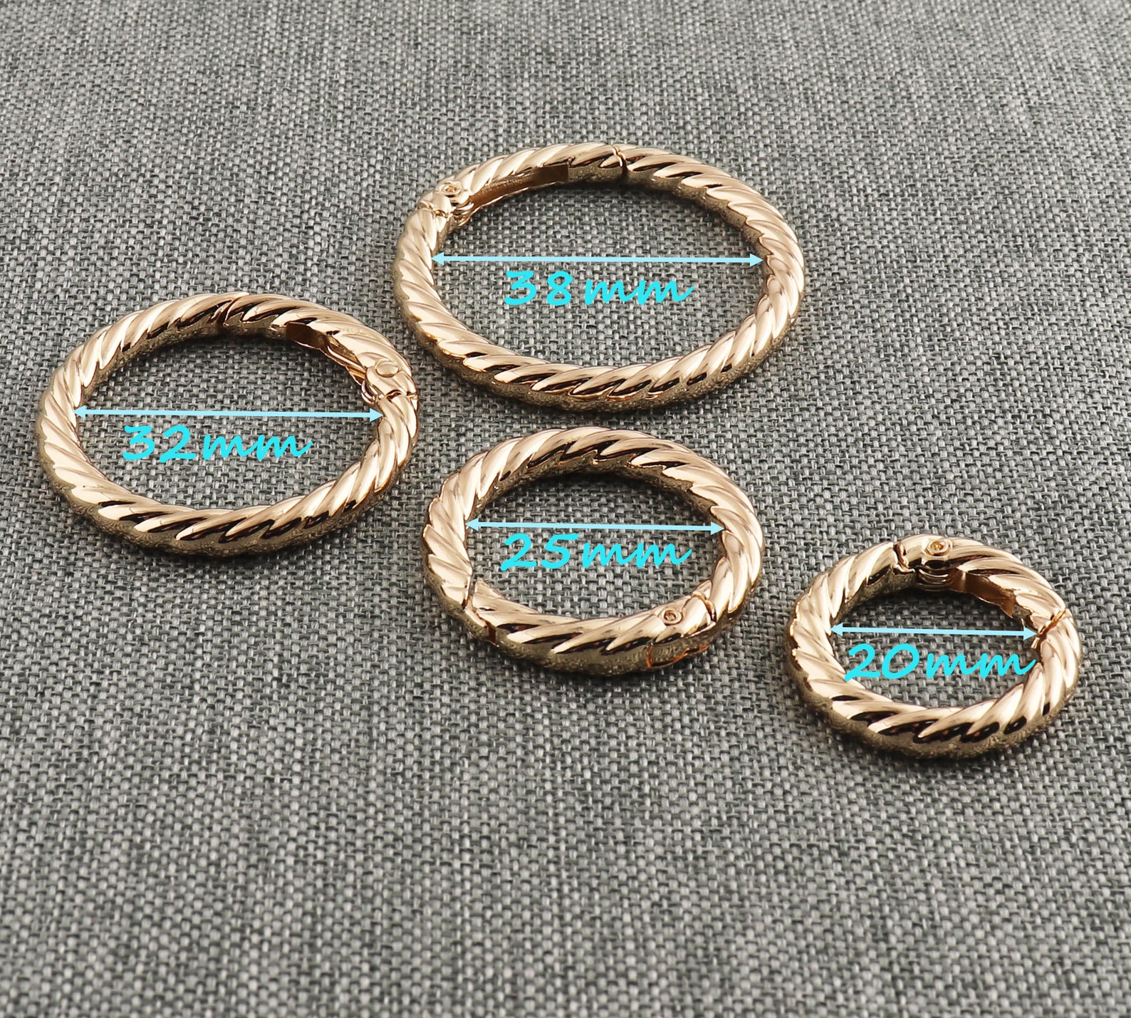 Twist Rope Spring Ring Clasp Wreath Woven Spring Gate Ring Shiny Gold ...