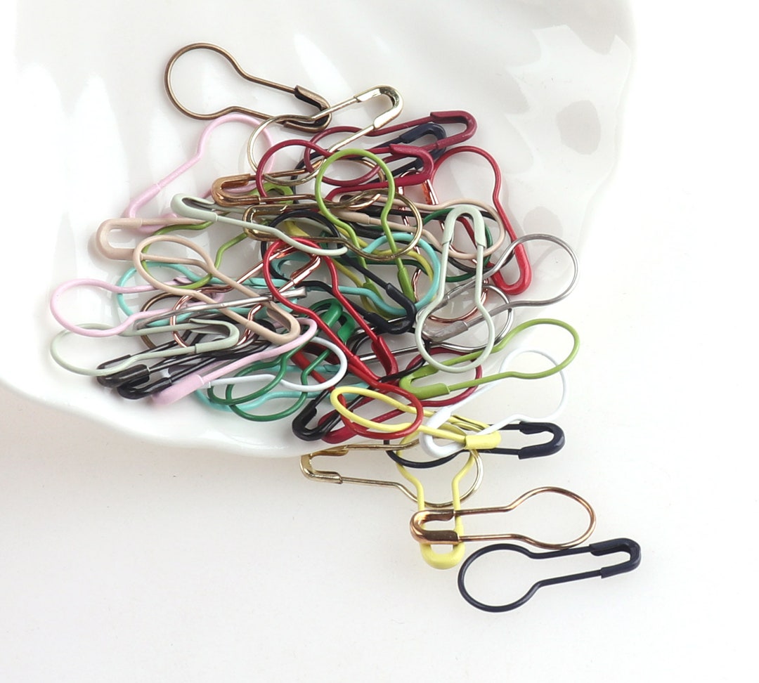 CHOOSE YOUR Color-mini Bulb Safety Pins Pear Shaped Mix Color Knitting ...