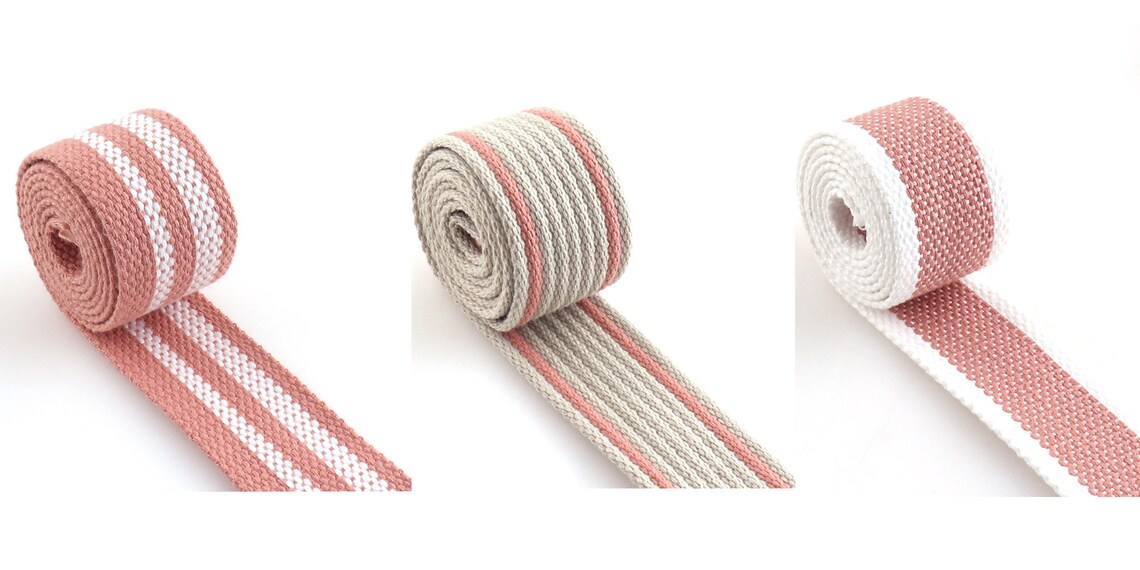 Pink Webbing 31mm Wide Cotton Webbing Stripe Webbing Strong - Etsy