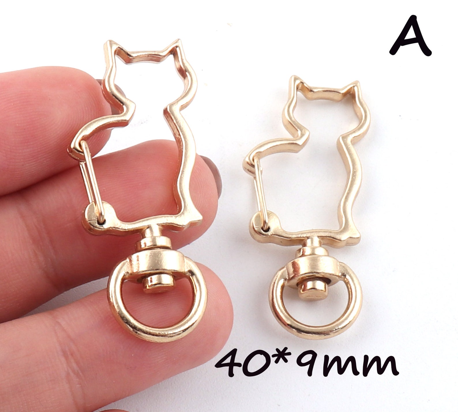 9mm Light Gold Swivel Clasp Cat Flower Shape Lobster Clasp Cute Snap ...
