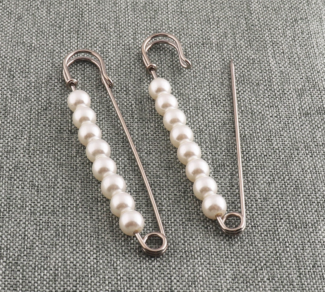 Pearl Safety Pins 85mm Silver Brooch Pins Shawl Pin Scarf Pin for Women ...