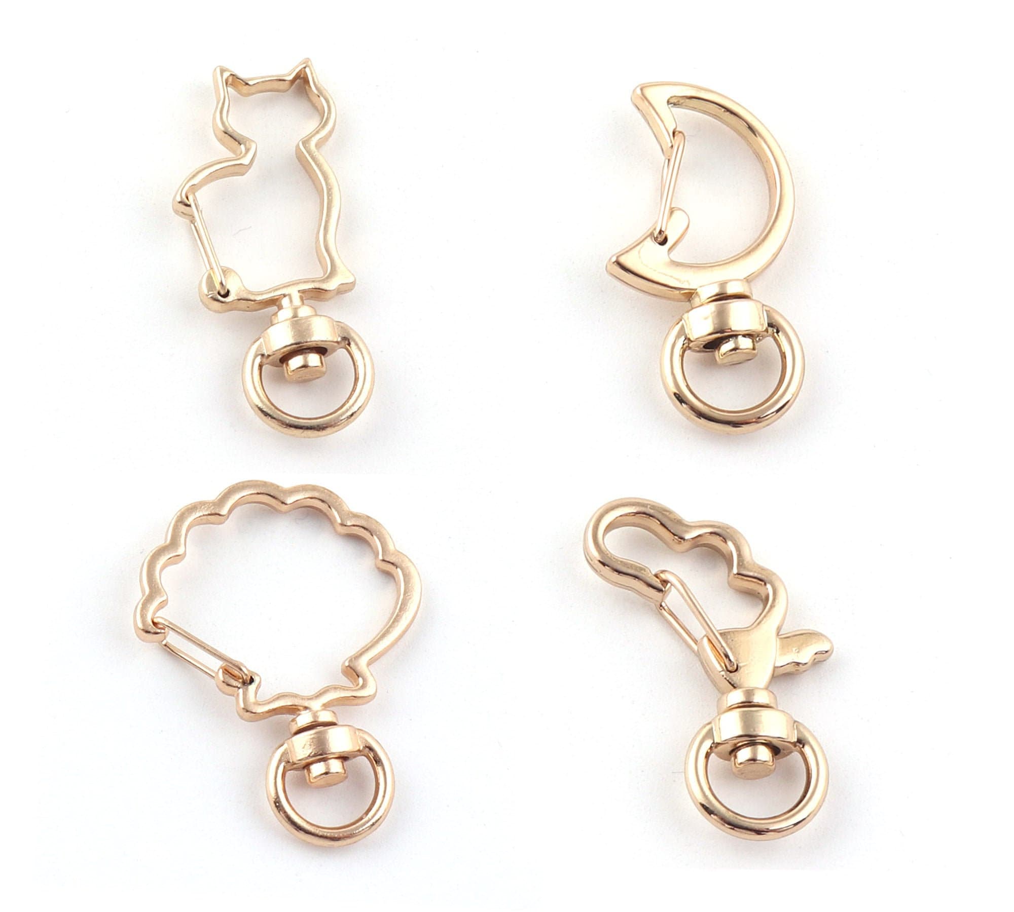 9mm Light Gold Swivel Clasp Cat Flower Shape Lobster Clasp Cute Snap ...