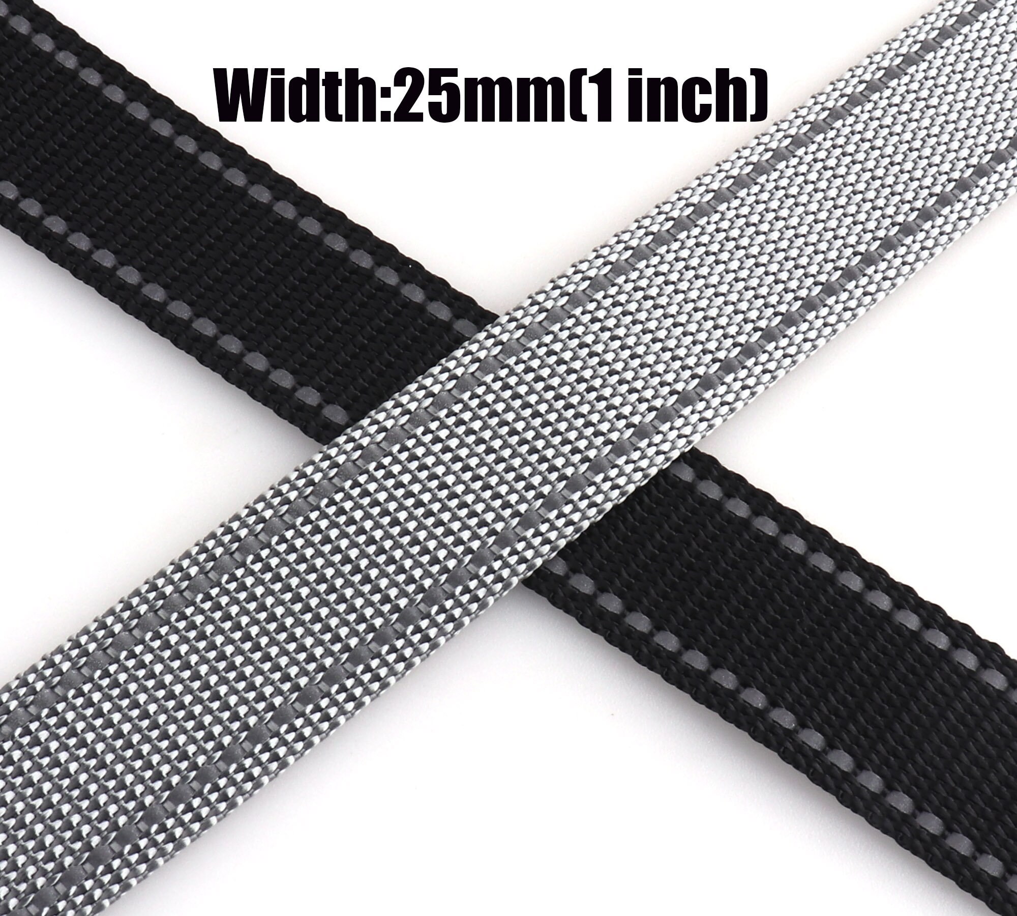 Black/gray Reflective Webbing Tape Ribbon Sew on Reflective Stitching ...