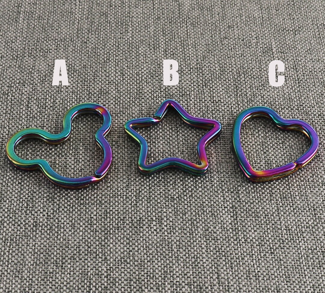 Rainbow Split Ring CHOOSE YOUR STYLE Shiny Colorful Key Ring Connector ...