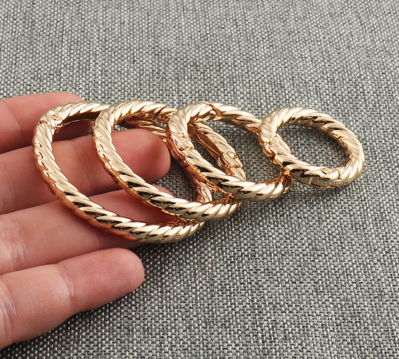 Twist Rope Spring Ring Clasp Wreath Woven Spring Gate Ring Shiny Gold ...