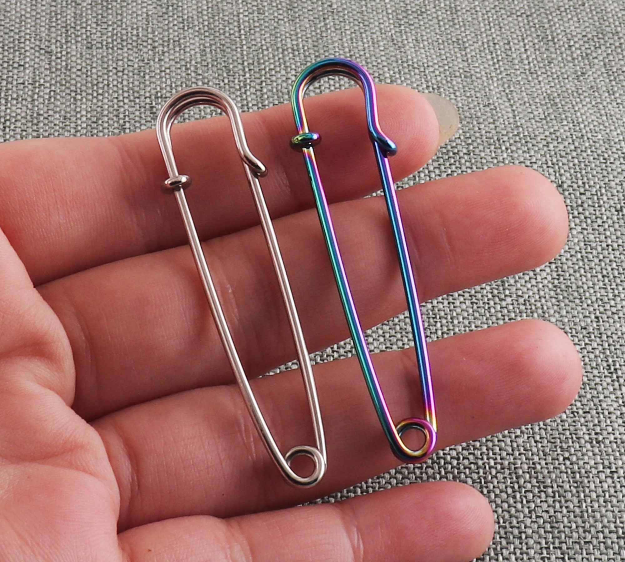 57mm Safety Pins Brooch Pins Silver/Rainbow Sewing Pins Metal | Etsy