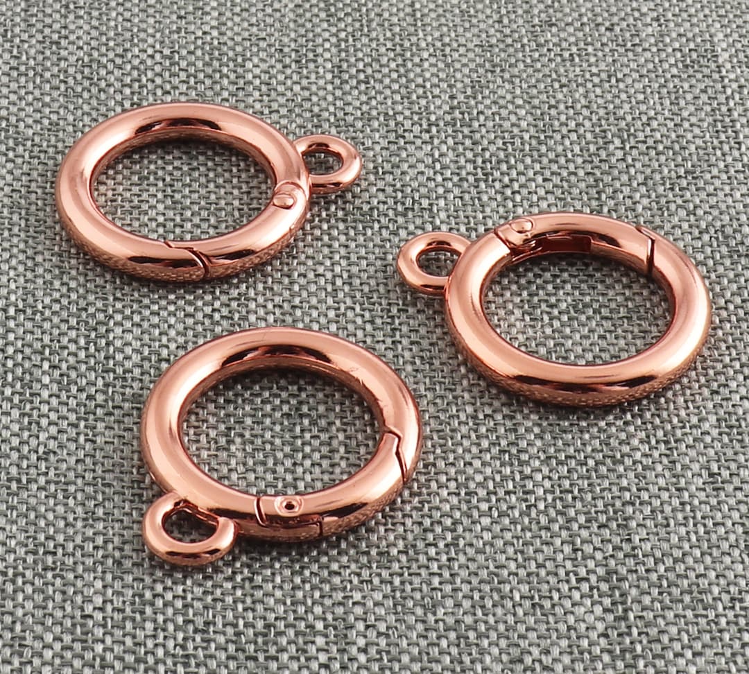 Spring Ring Clasp 1/2 Inch Spring Ring Buckle With Loop Rose Gold Metal ...