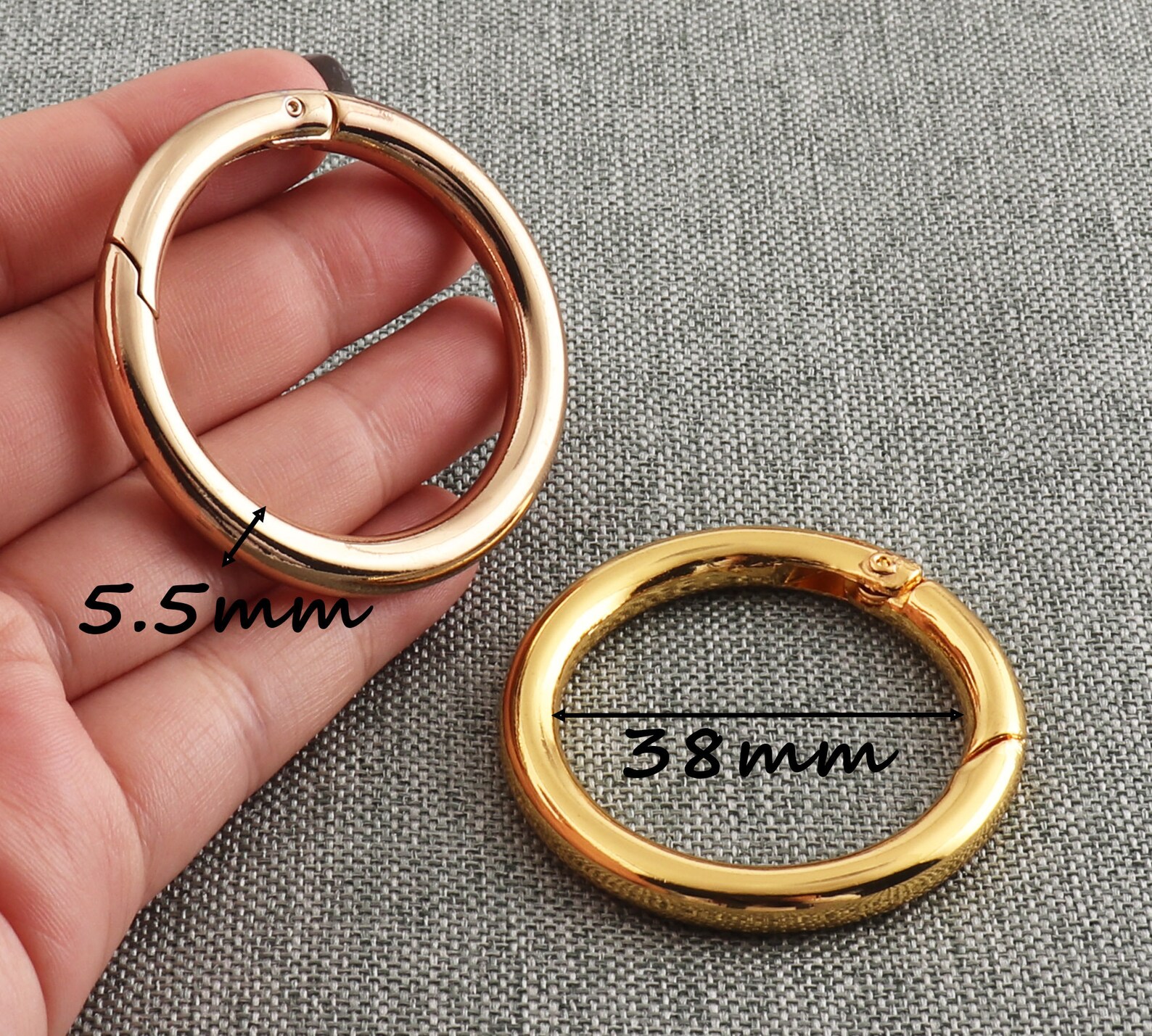 1 1/2 Inch Spring Rings Snap Clip Light Gold Spring Opening | Etsy